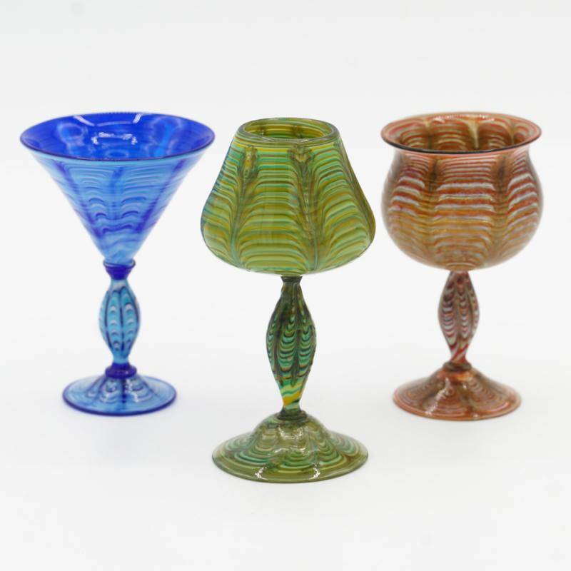 3 mini glass goblets set