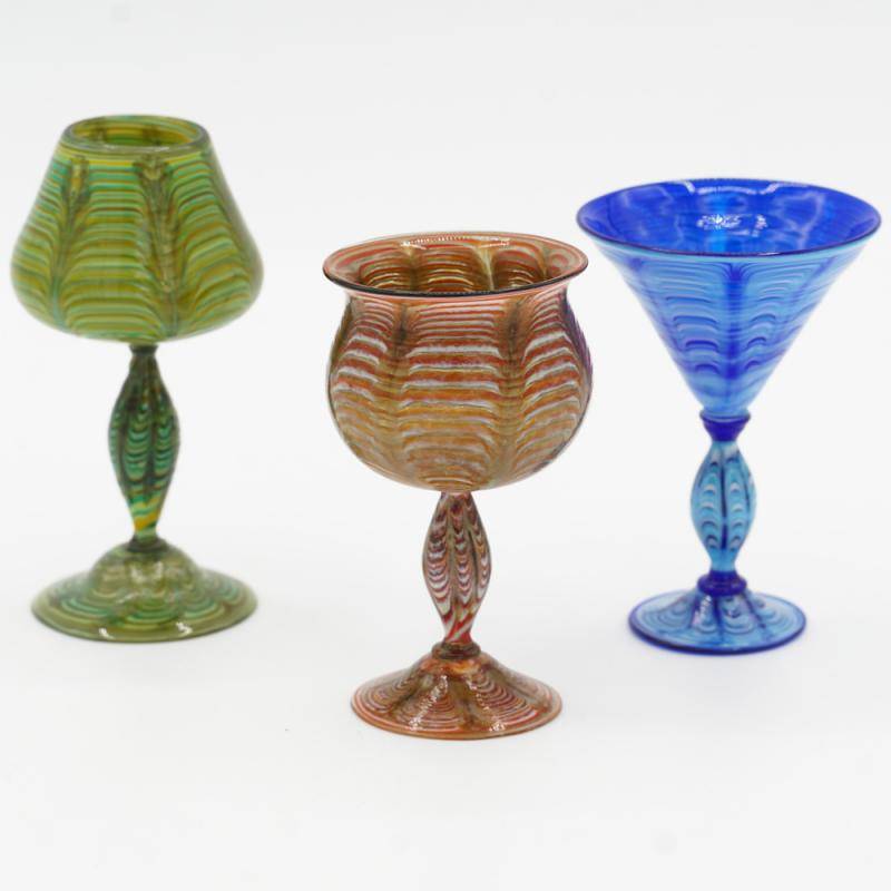 3 mini glass goblets set