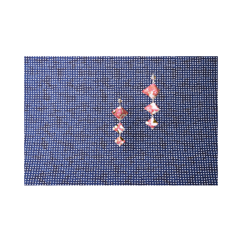 Ori Iconic pink prunus earrings (origami technique with Japanese ...
